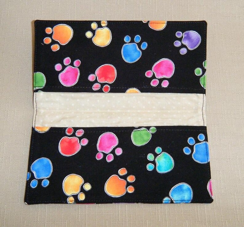 Colored Pawprints on Black2 - Checkbook Cover - Etsy