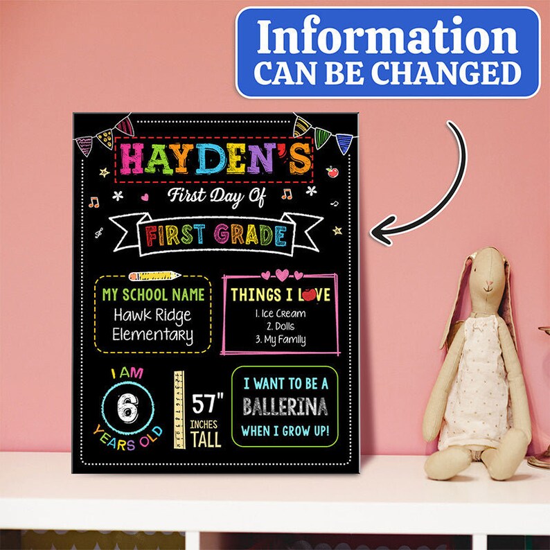 Custom Back to School Board, Personalized First & Last Day Sign ...