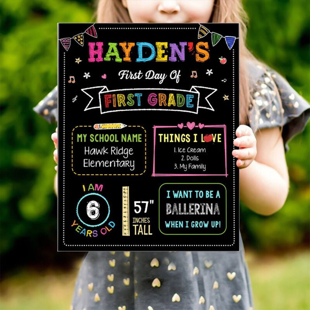 Custom Back to School Board, Personalized First & Last Day Sign ...