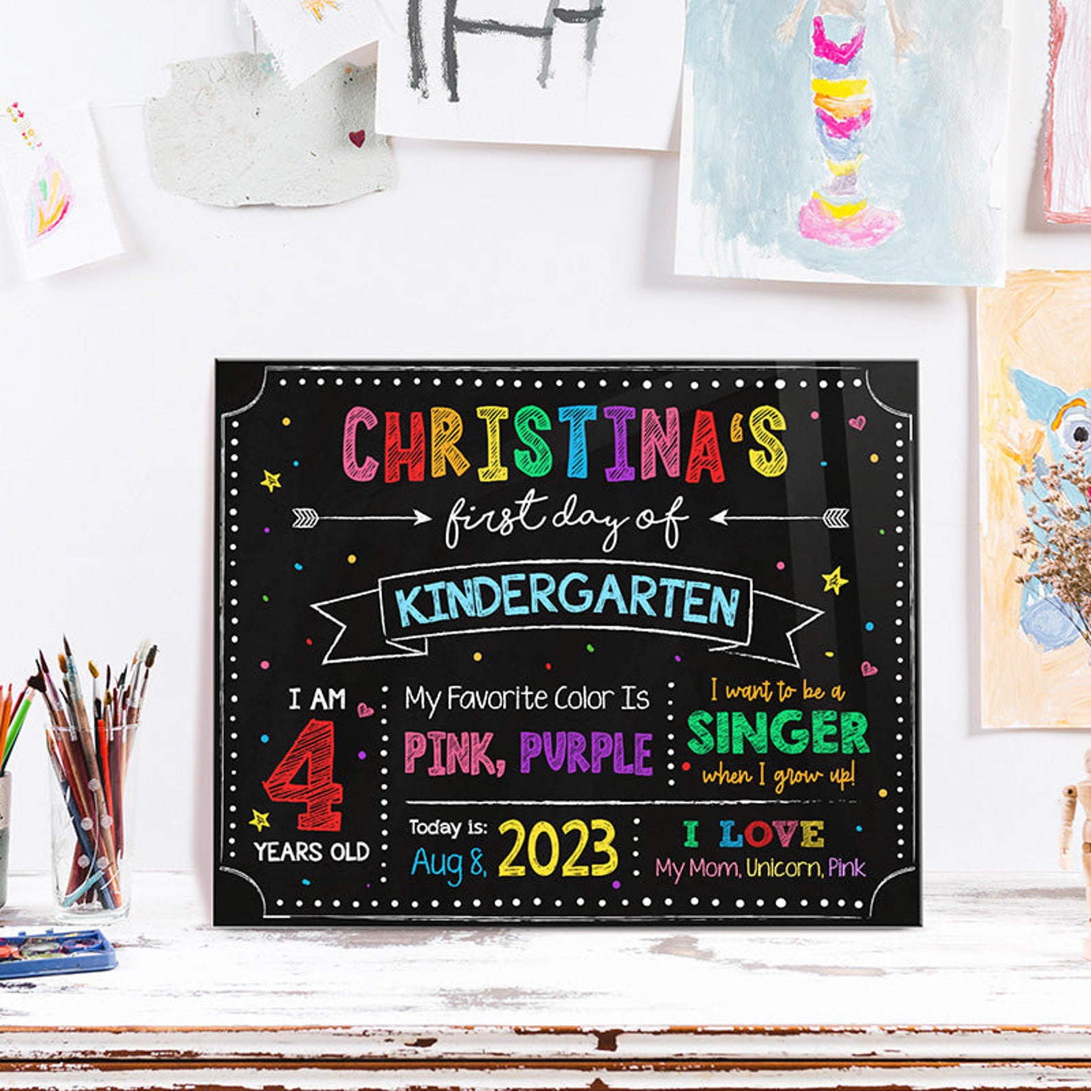 Custom School Milestone Board, Personalized First & Last Day Sign, Kids ...