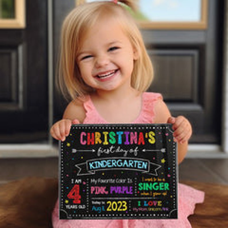 Custom School Milestone Board, Personalized First & Last Day Sign, Kids ...