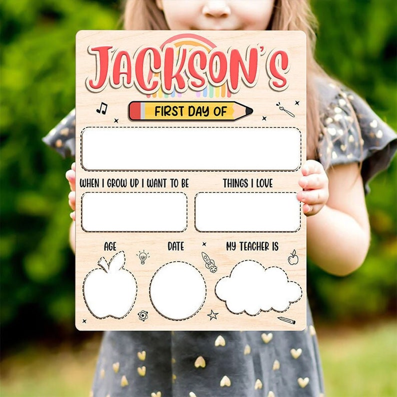 Personalized First Day of School Board, First Last Day Sign, Back to ...