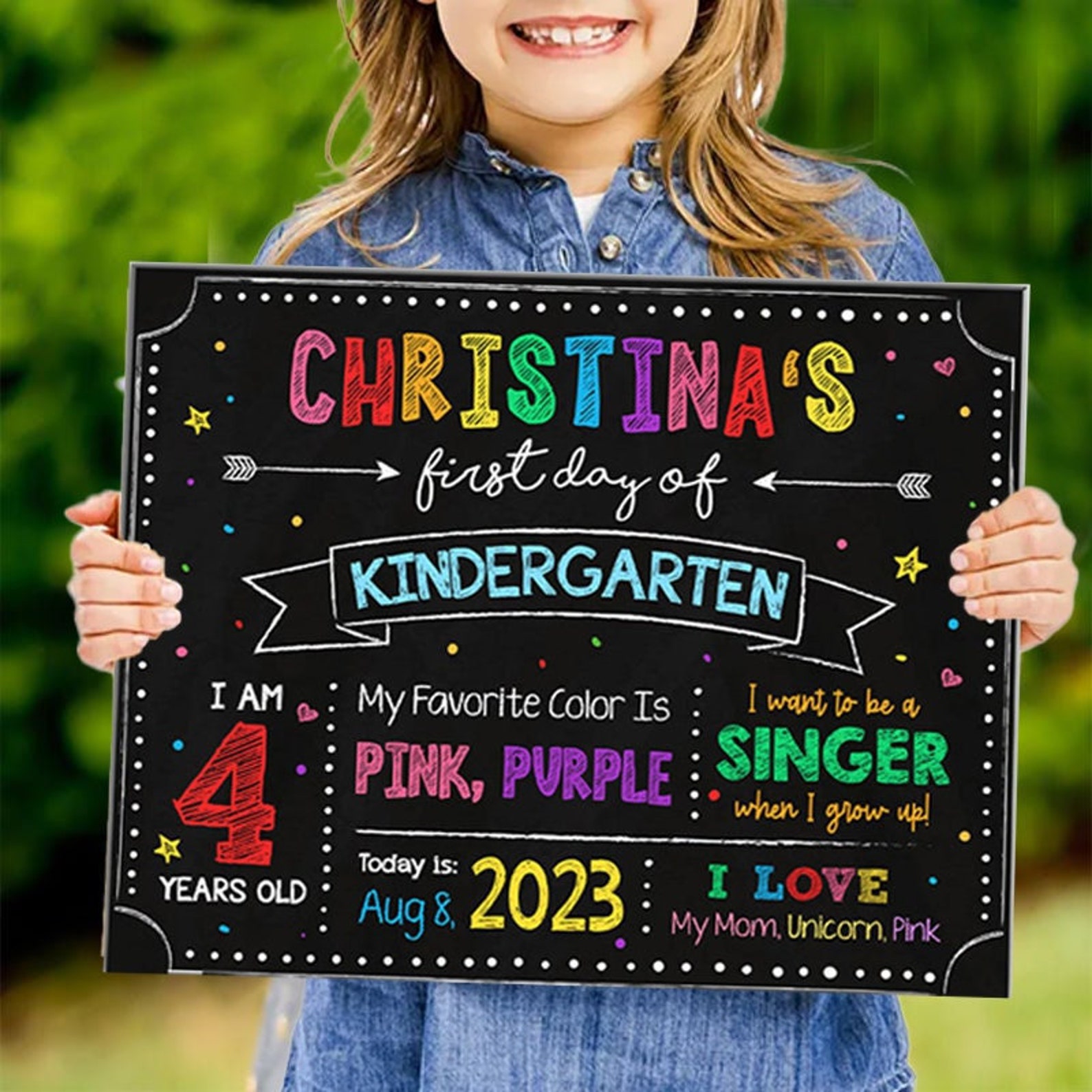 Custom School Milestone Board, Personalized First & Last Day Sign, Kids ...