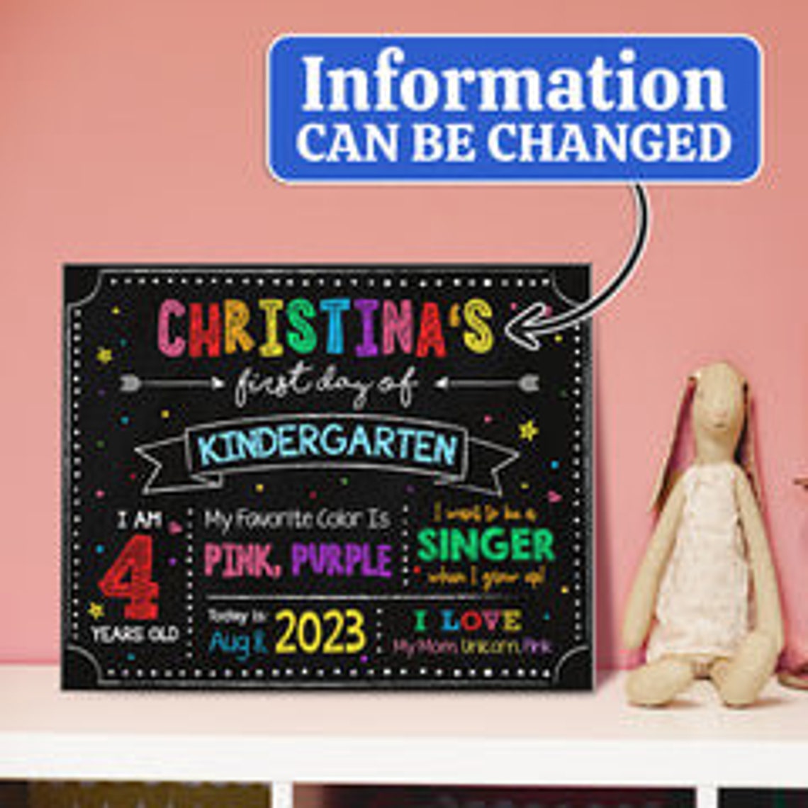 Custom School Milestone Board, Personalized First & Last Day Sign, Kids ...