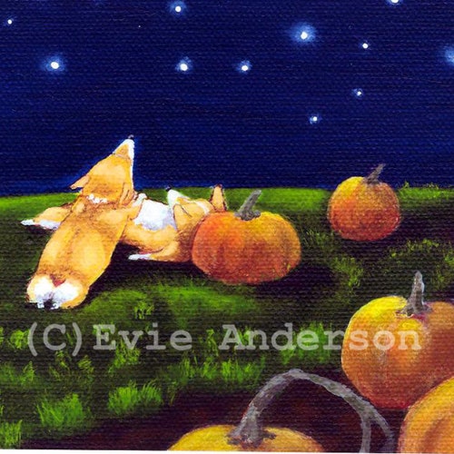 Evie Anderson Welsh Corgi Art SIGNED PRINT sleeping - Etsy