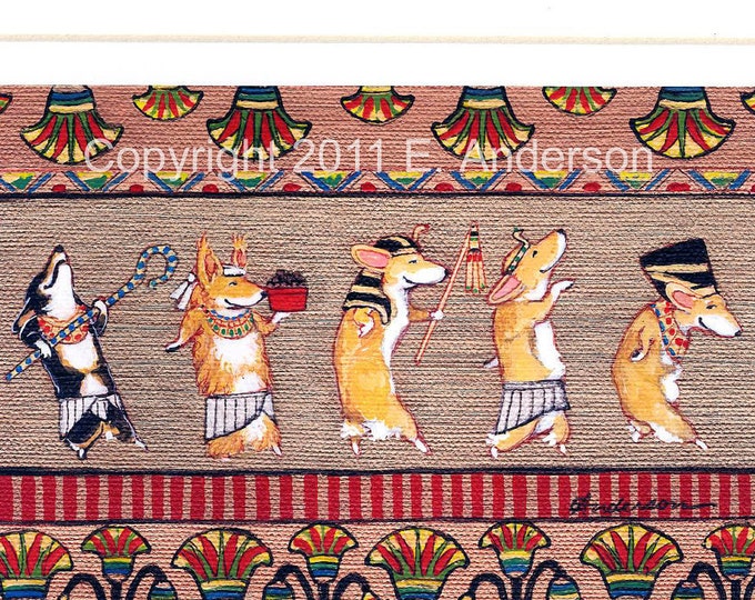 Evie Anderson Egyptian Corgi Art SIGNED & MATTED PRINT the Short ...