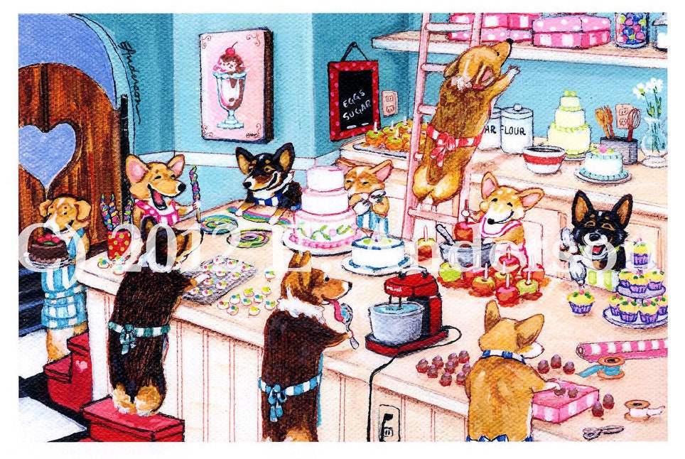 Evie Anderson Corgi Art SIGNED PRINT the Kandy - Etsy