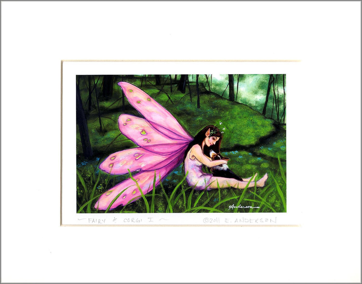 Evie Anderson Welsh Corgi Art SIGNED PRINT fairy & Corgi I quality ...