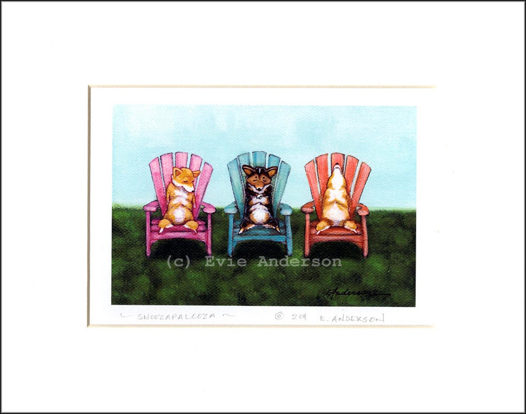 Evie Anderson Welsh Corgi Art SIGNED PRINT snoozapalooza quality ...