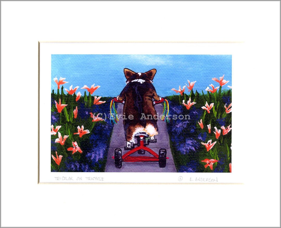 Evie Anderson Pembroke Welsh Corgi Dog Art SIGNED PRINT "tri-color on ...