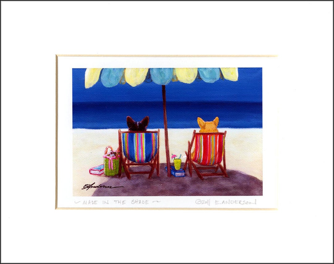 Evie Anderson Welsh Corgi Art SIGNED PRINT made in the Shade signed ...