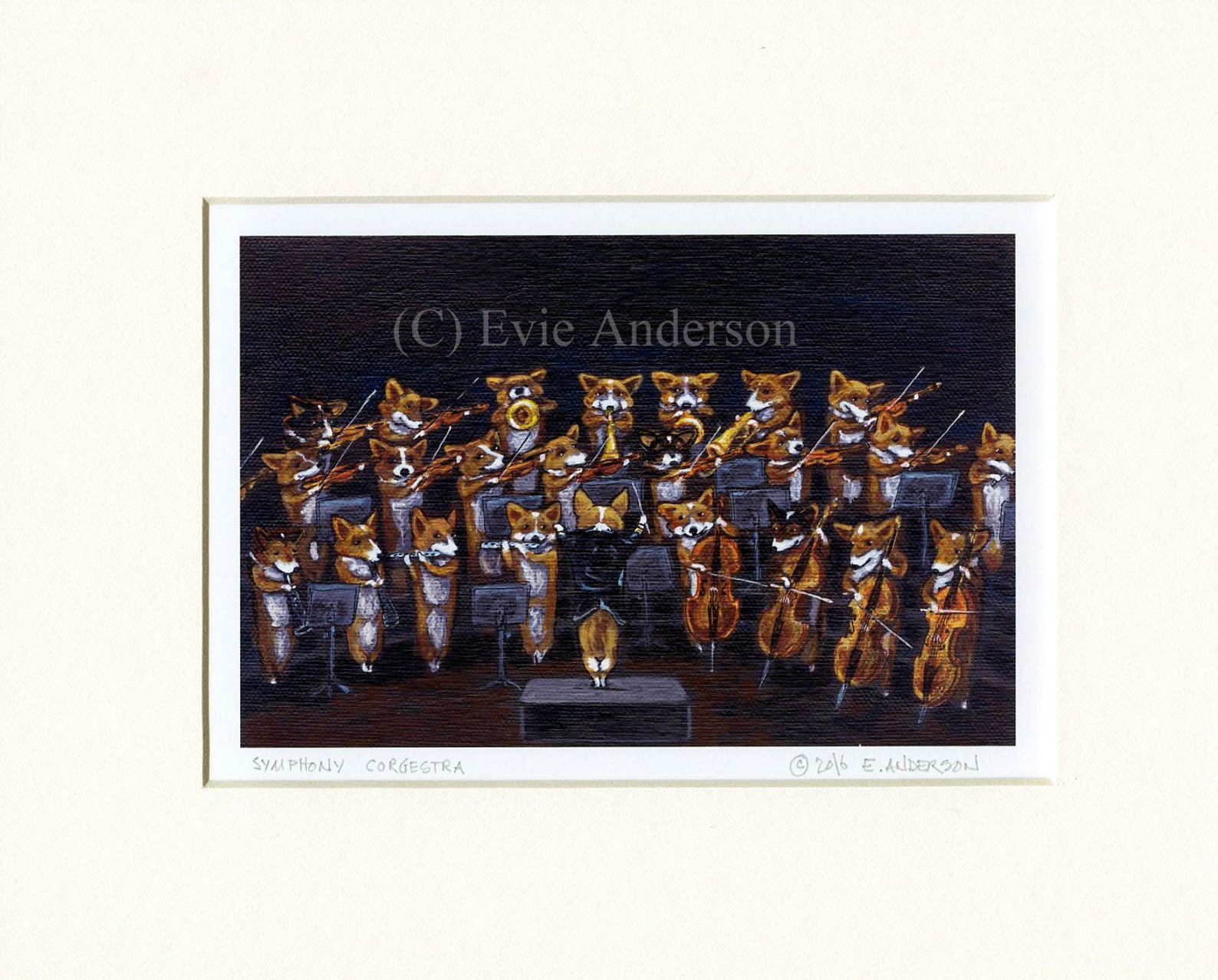 Evie Anderson Pembroke Welsh Corgi Art SIGNED PRINT symphony Corgestra ...