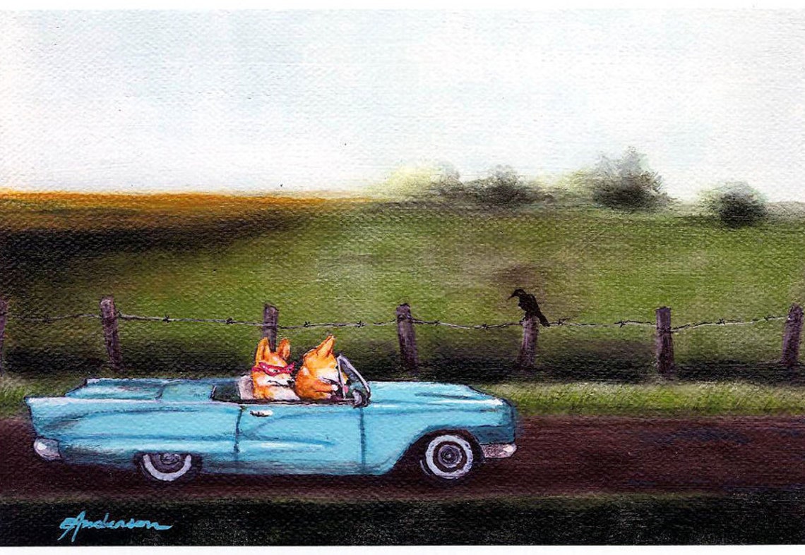 Evie Anderson Welsh Corgi Art SIGNED PRINT sunday Drivers quality ...