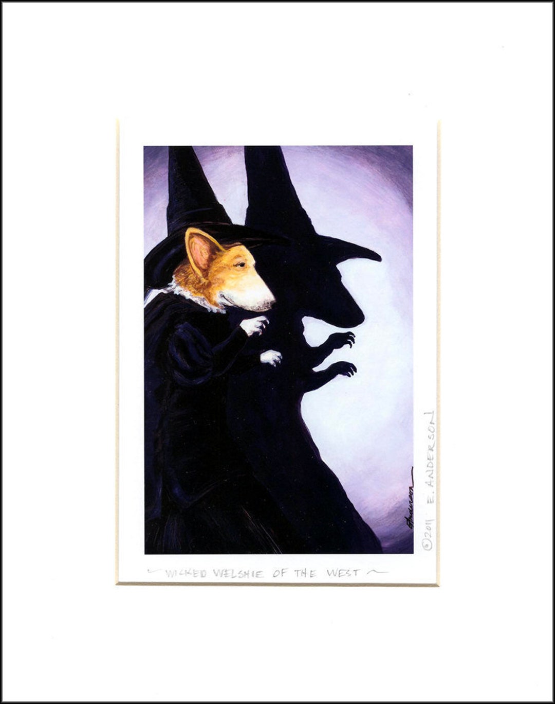Evie Anderson Corgi Art SIGNED, MATTED PRINT "wicked Welshie of the ...
