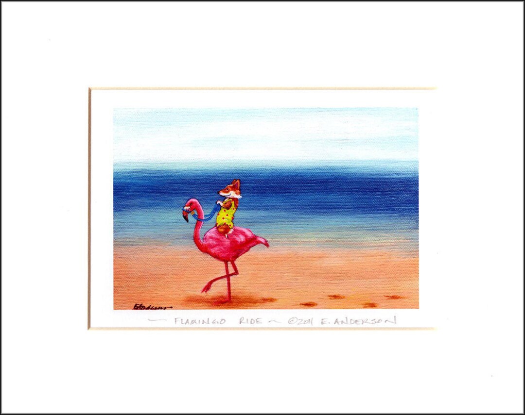 Evie Anderson Welsh Corgi Art SIGNED PRINT "flamingo Ride" (quality ...