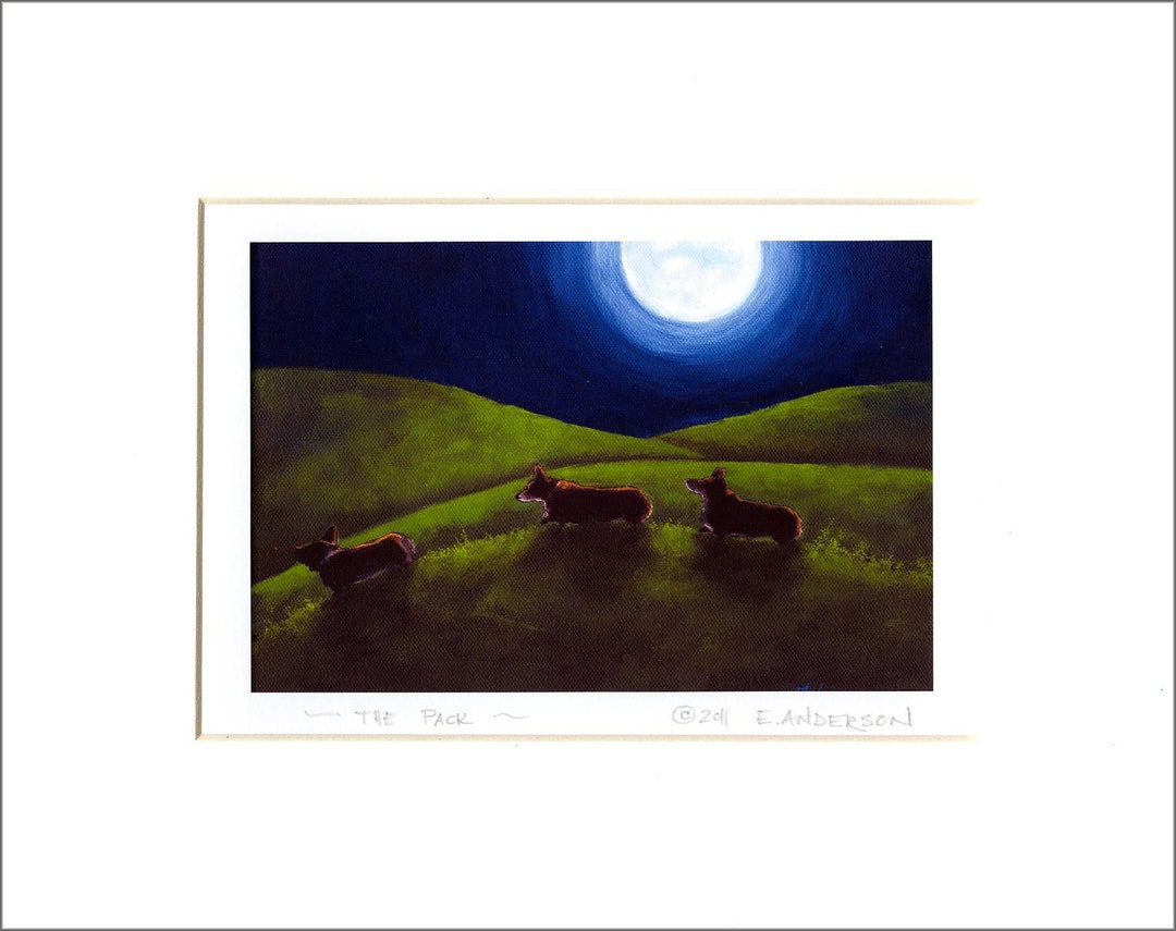 Evie Anderson Pembroke Welsh Corgi Dog Art SIGNED PRINT "the Pack ...