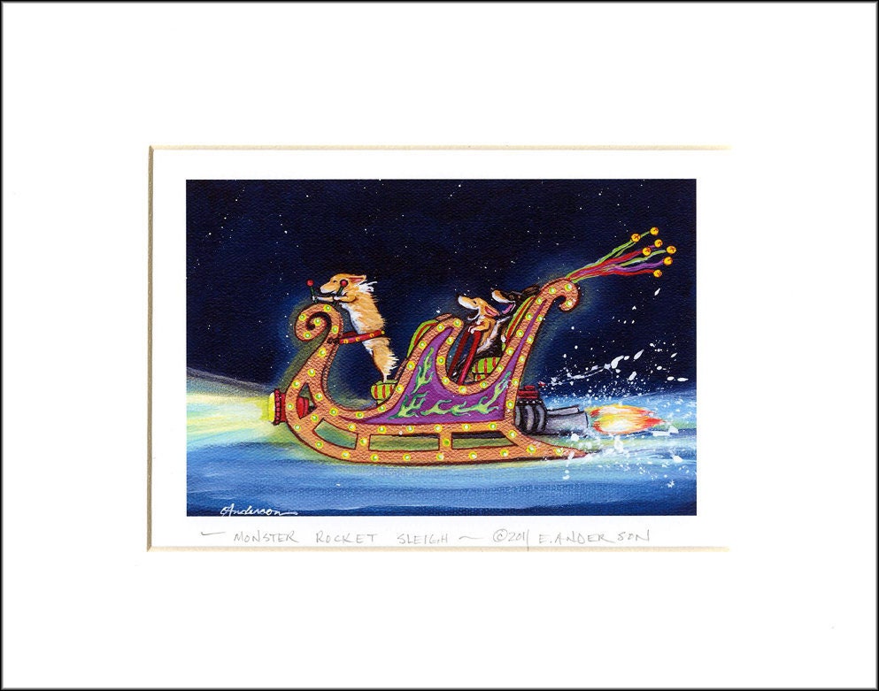 Evie Anderson Pembroke Welsh Corgi Art SIGNED PRINT monster Rocket ...
