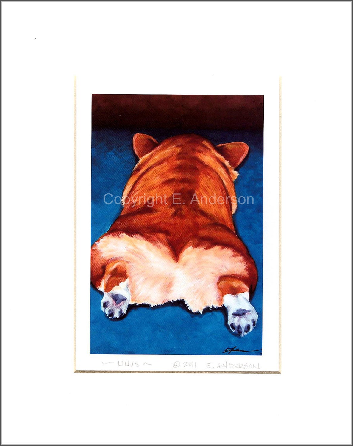 Evie Anderson Corgi Art SIGNED, MATTED PRINT linus Pembroke Welsh ...