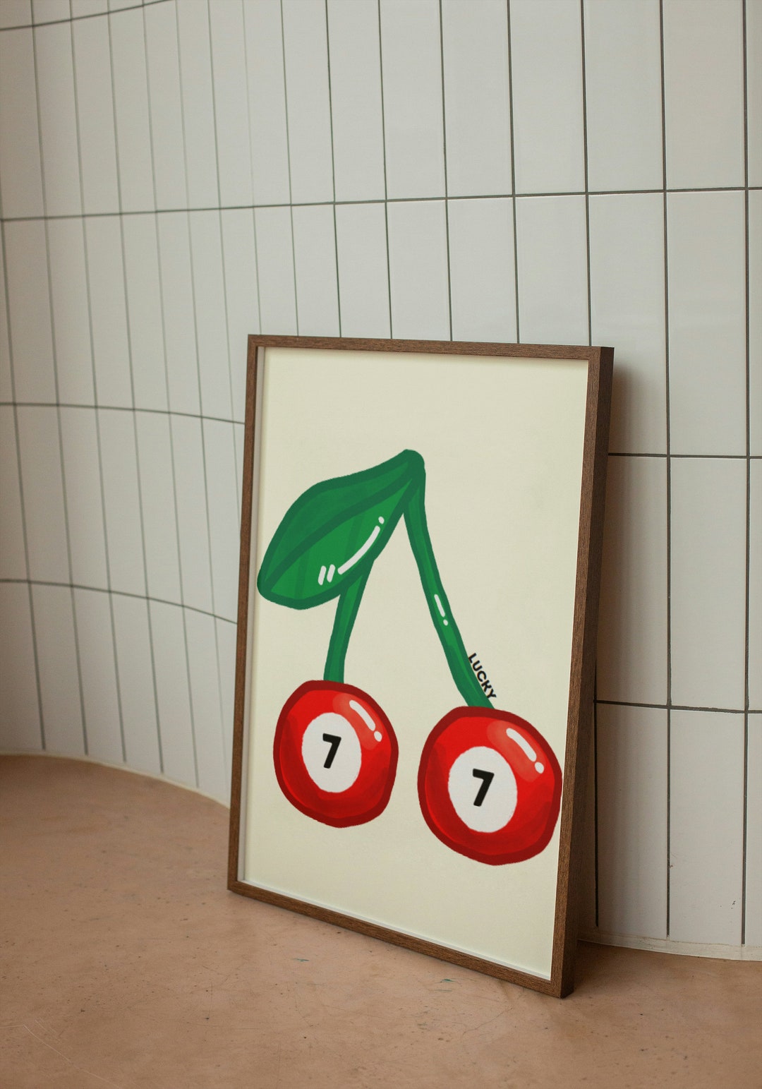 LUCKY 7 BALL Retro Poster Alcohol Poster Bar Cart Prints Minimalist ...