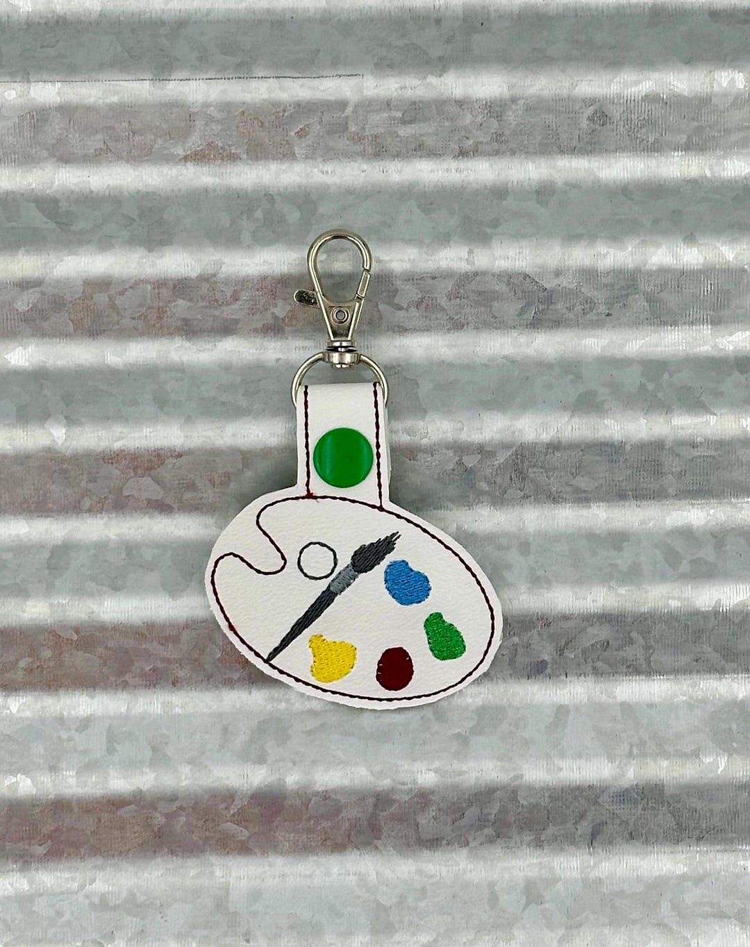 Artist Paint Palette Vinyl Snap Tab Keychain Craft Key Fob Art Charm ...