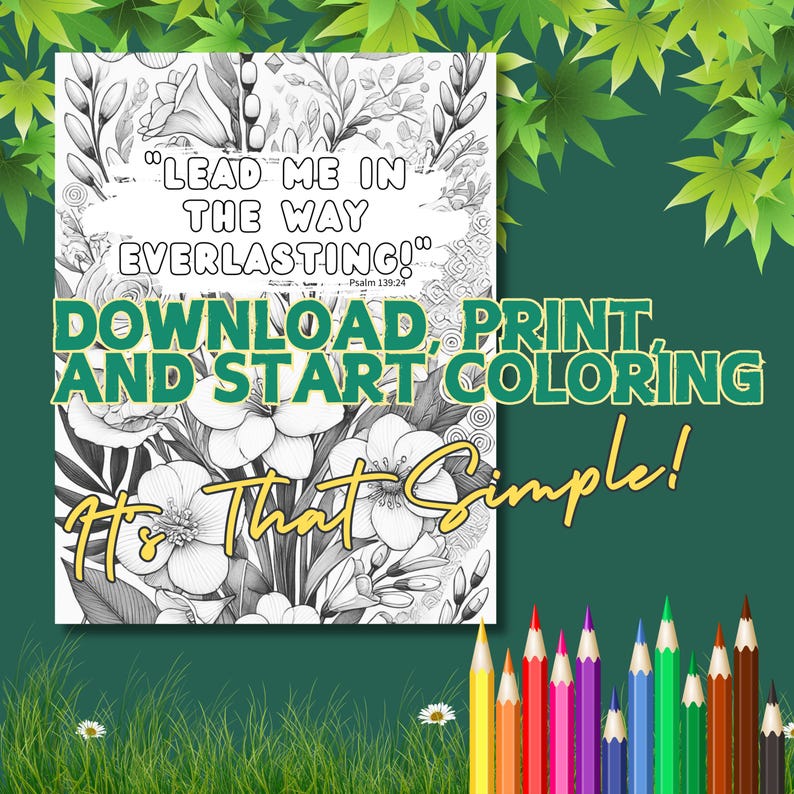 50 Adult Coloring Book With Bible Verses From Psalms, Printable Flowers ...
