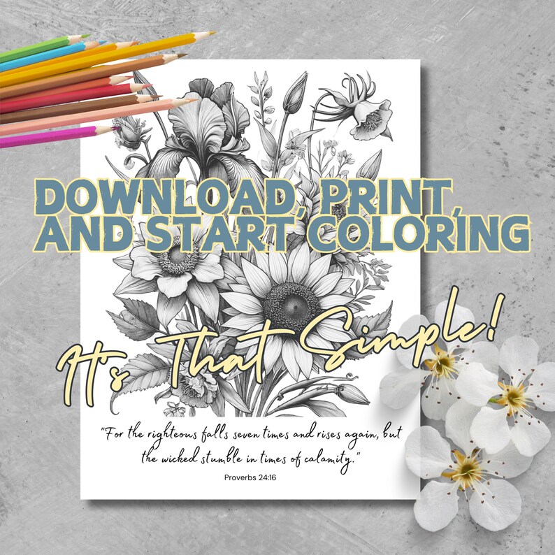 50 Adult Coloring Book With Bible Verses From Proverbs, Printable ...