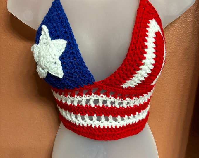 Puerto Rican Flag Crochet Halter Top! - Etsy