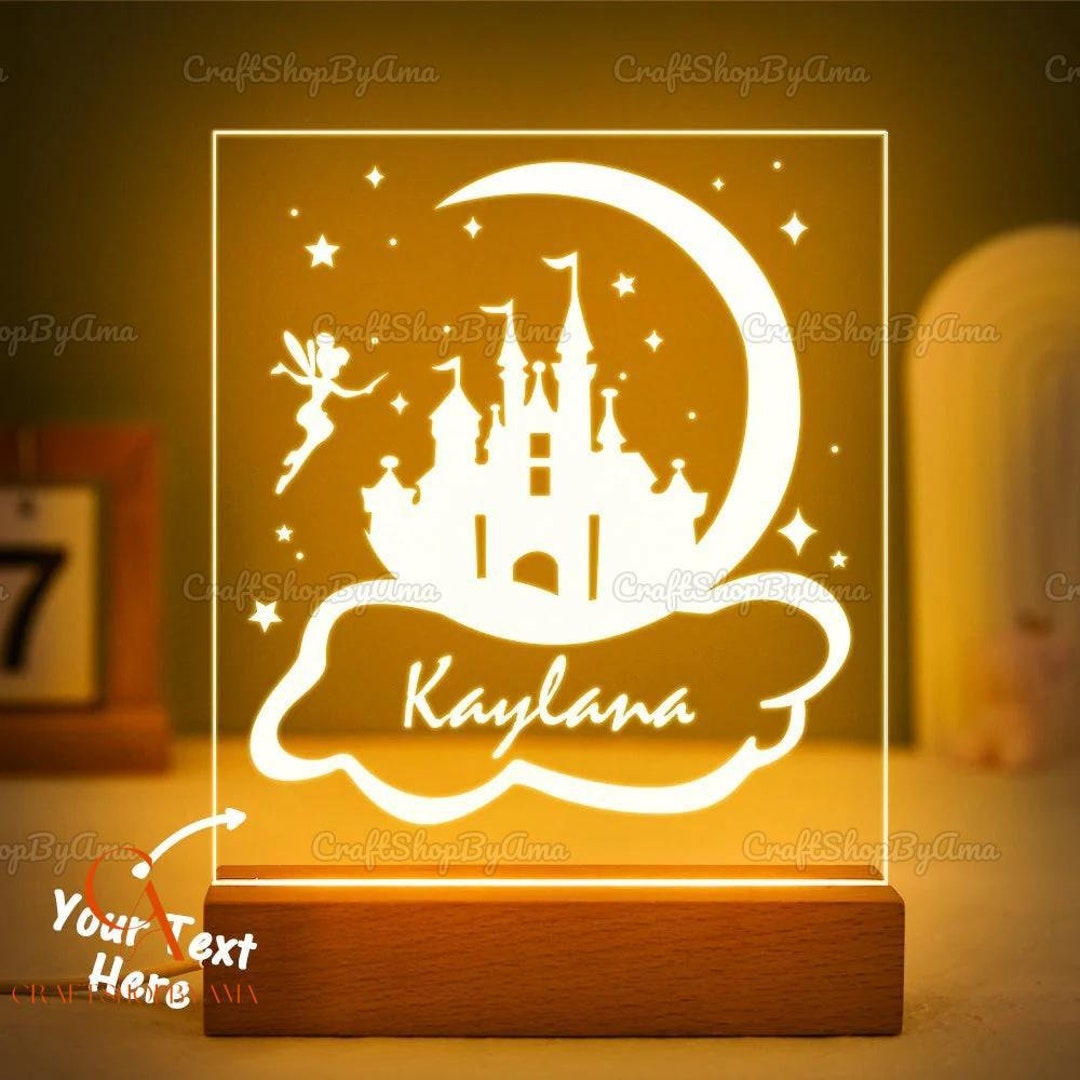 Personalized Disney Castle Night Light, Tinkerbell Night Light, Disney ...