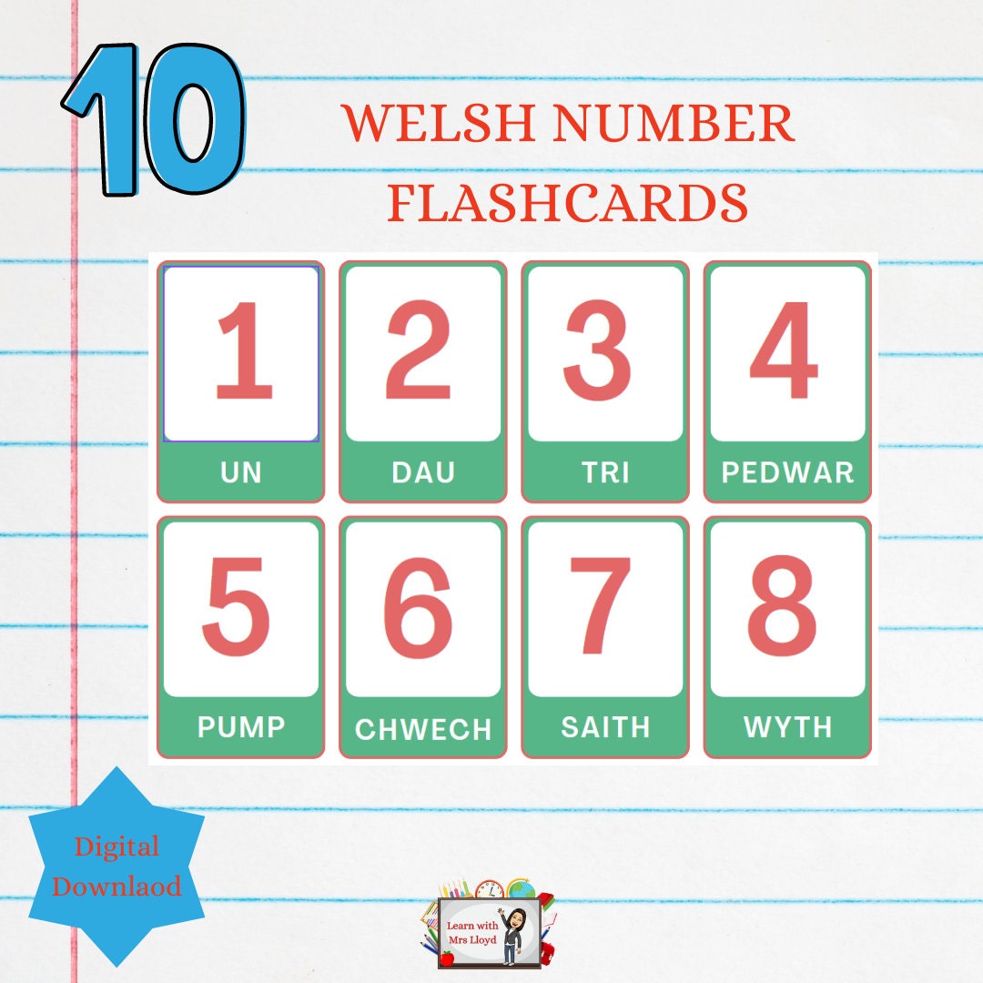 Cymraeg Welsh Learning Number Flashcards Number Words Early Years ...
