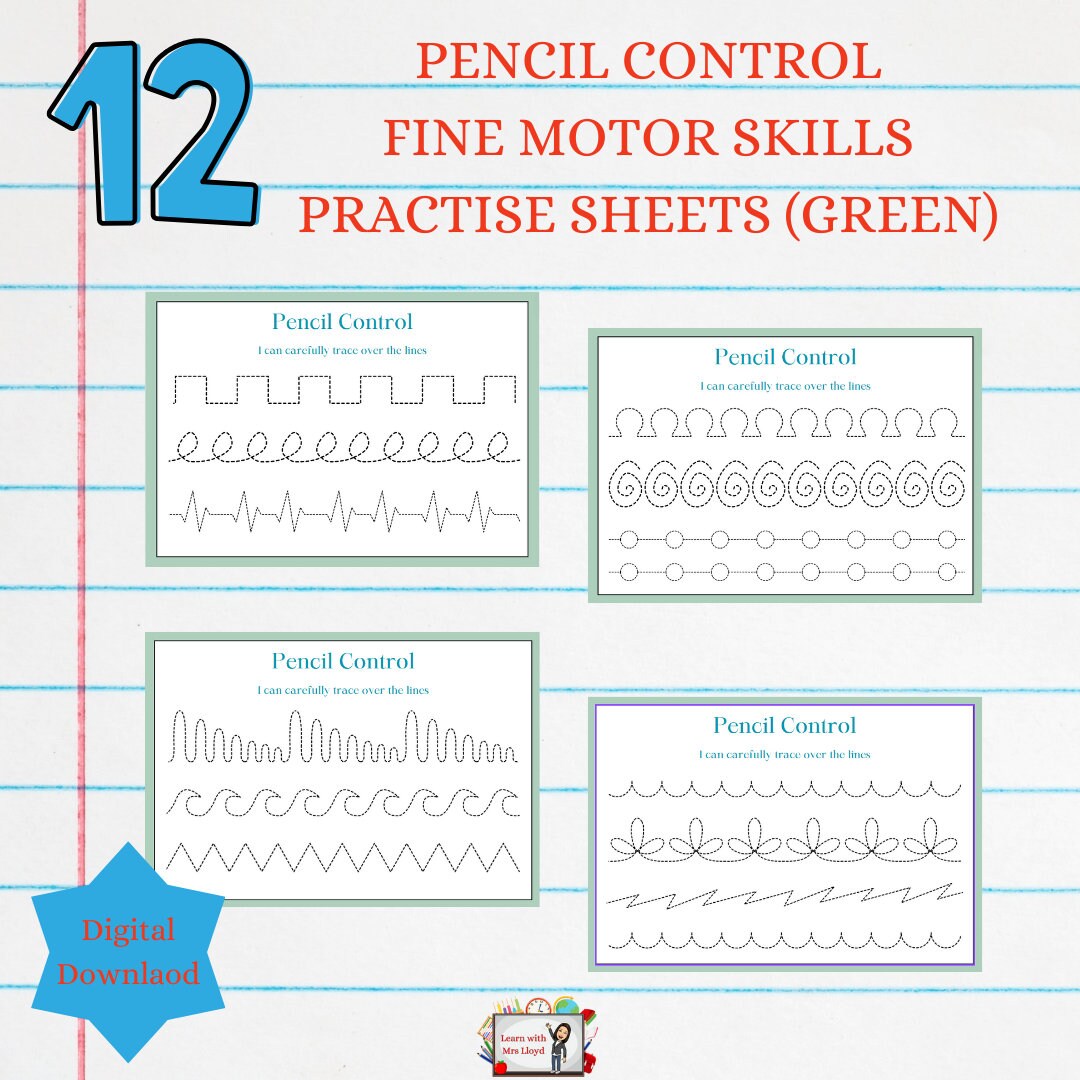 Pencil Control Worksheets, Fine Motor Skills Practise, Preschool Line ...