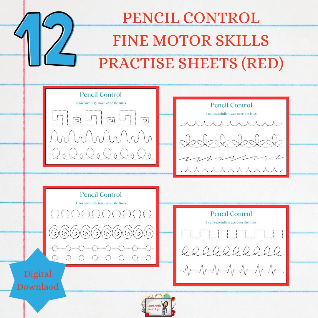 Pencil Control Worksheets, Fine Motor Skills Practise, Preschool Line ...