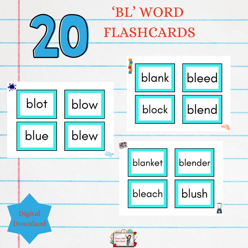Spelling Phonics Sounds Flashcards Bl Words Learning Resources, Early ...