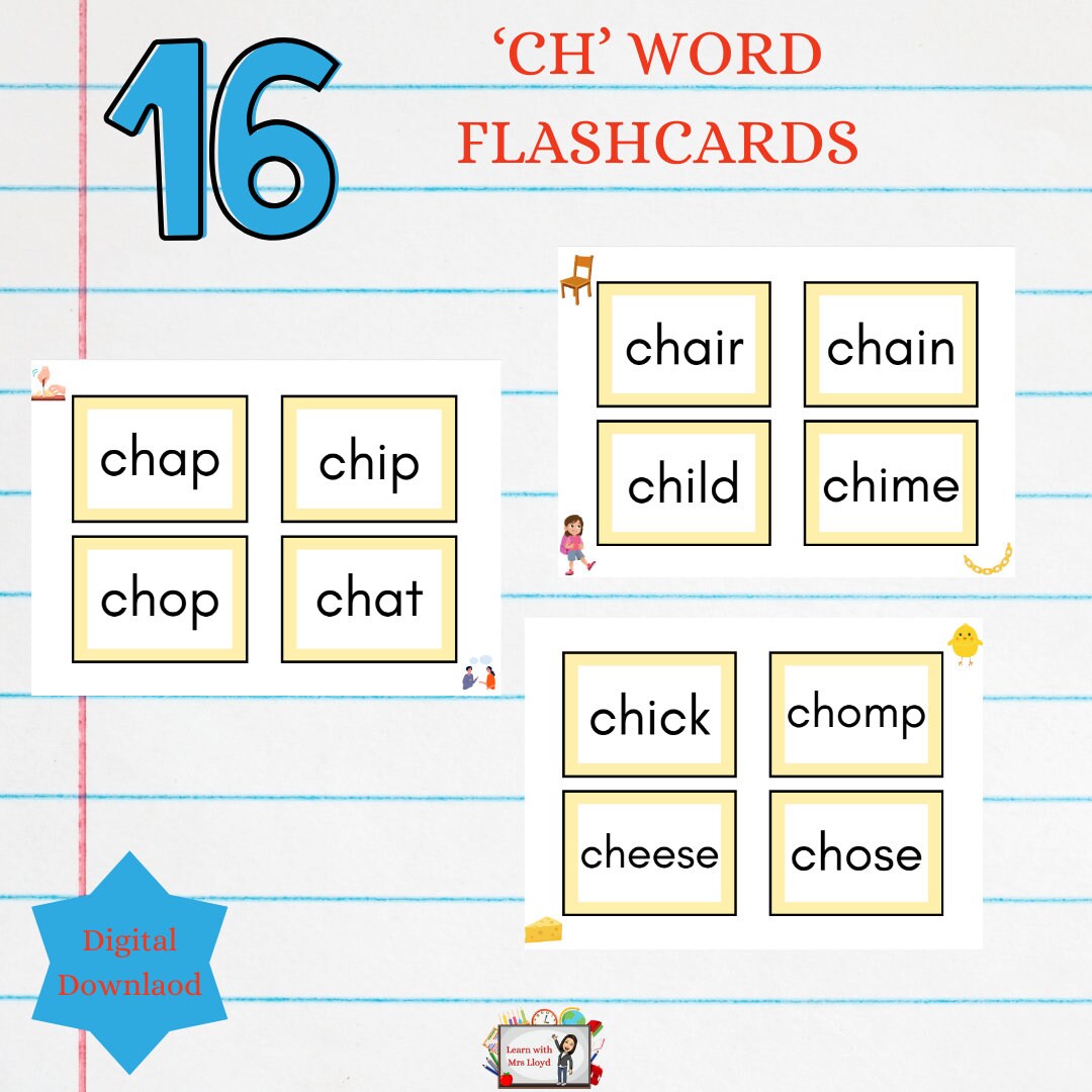 Phonics Sounds Flashcards Ch Words Learning Resources Classroom ...