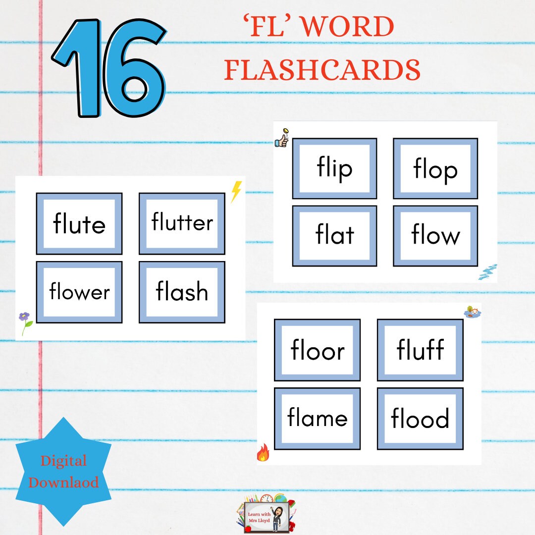 Phonics Sounds Flashcards Fl Words Learning Resources, Early Years ...