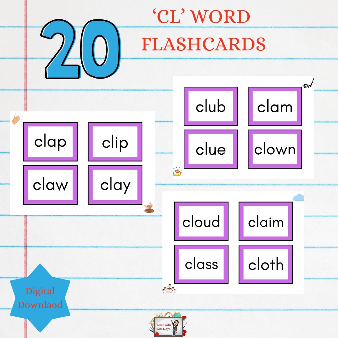 Phonics Sounds Flashcards Cl Words, Learning Resources, Classroom ...