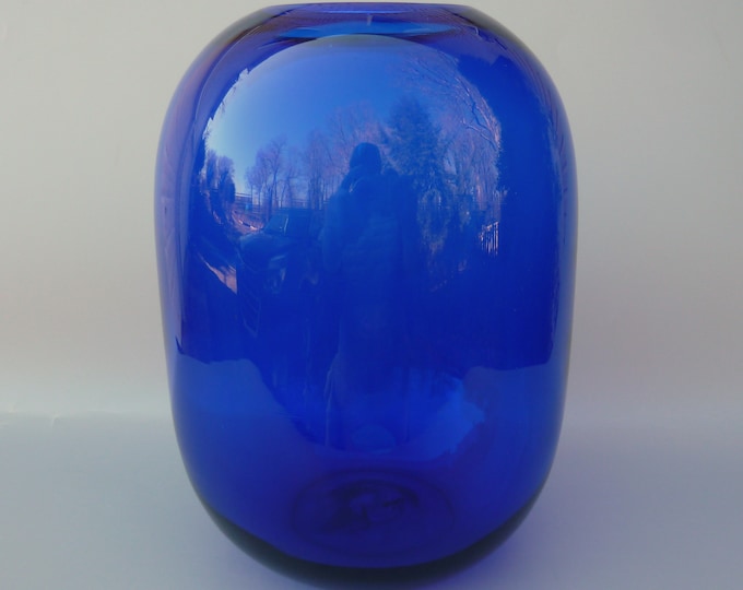 Blenko Glass Vase, Blenko Cobalt Blue Vase, Blenko Glass Pill Vase, Don Shepherd, American Art ...