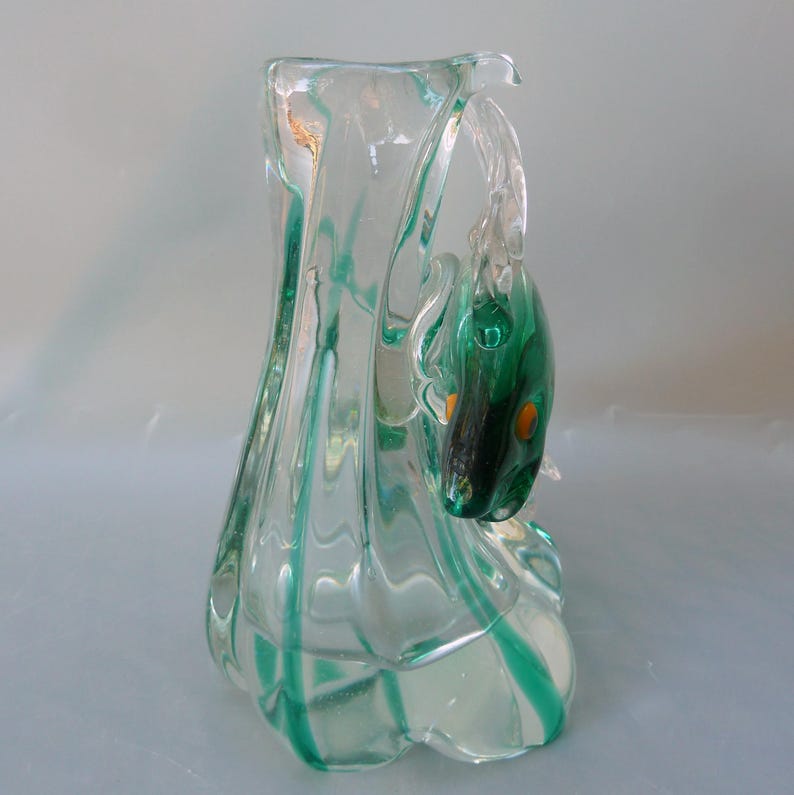 Vintage Murano Glass Fish Vase, Midcentury Italian Art Glass Vase With ...