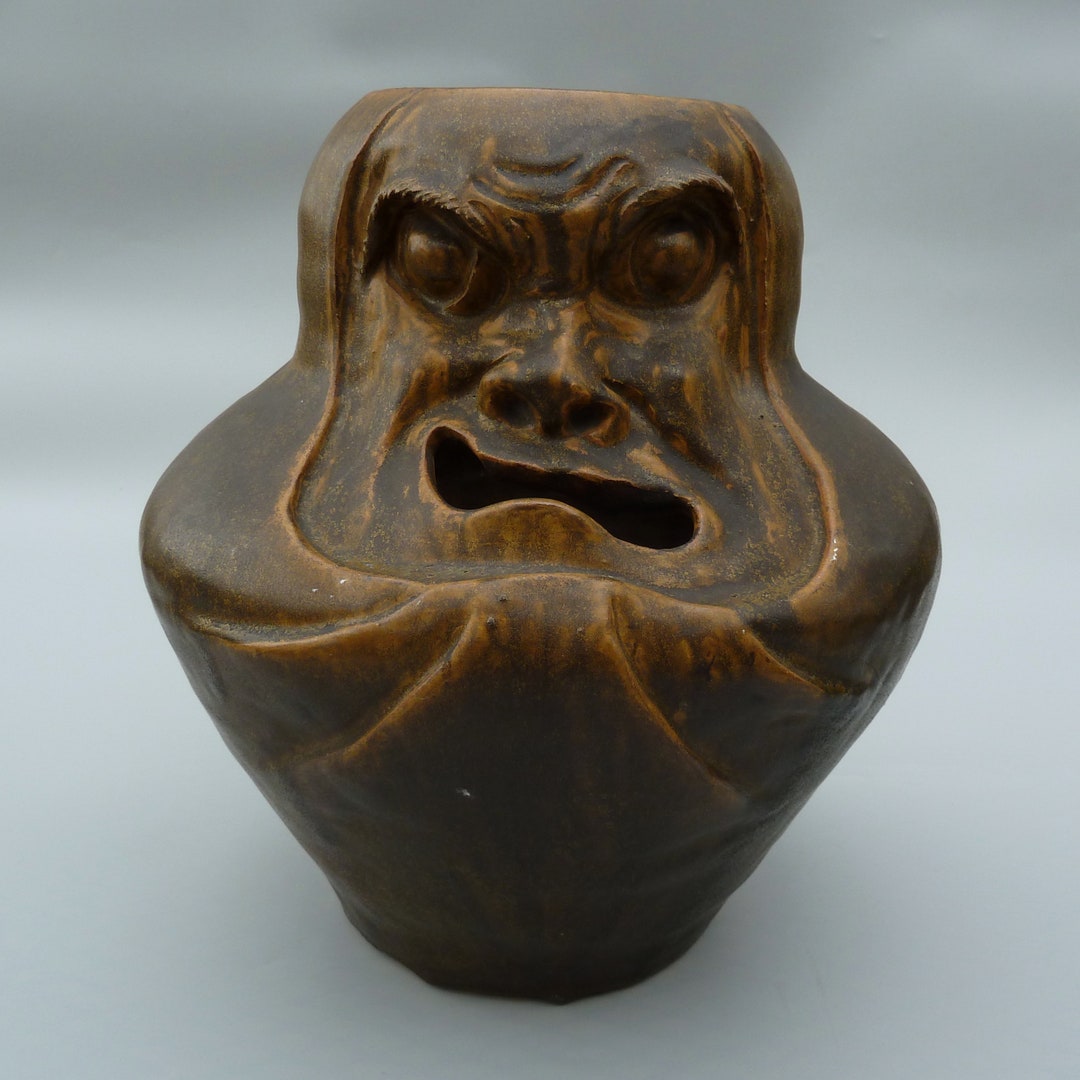 Japanese Oni Mask Vase Meiji Studio Pottery Vase Oni Demon - Etsy