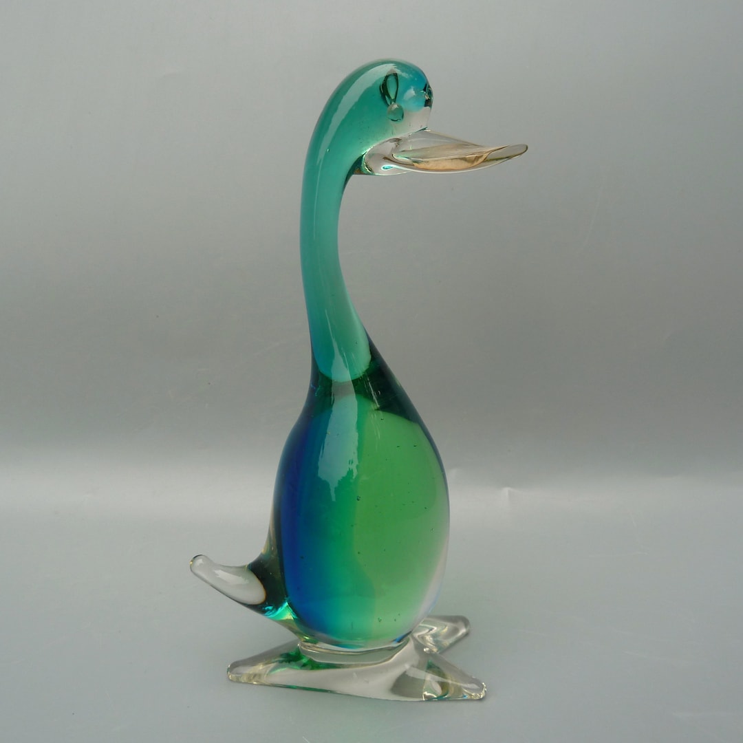 Murano Sommerso Glass Duck Figurine, Formia Murano Glass Duck, Murano ...