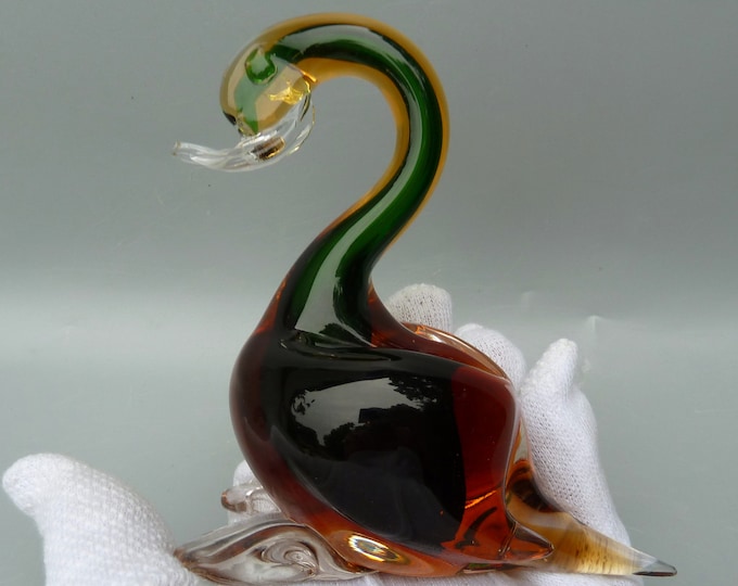 Murano Sommerso Glass Duck Figurine, Formia Murano Glass Duck, Murano ...