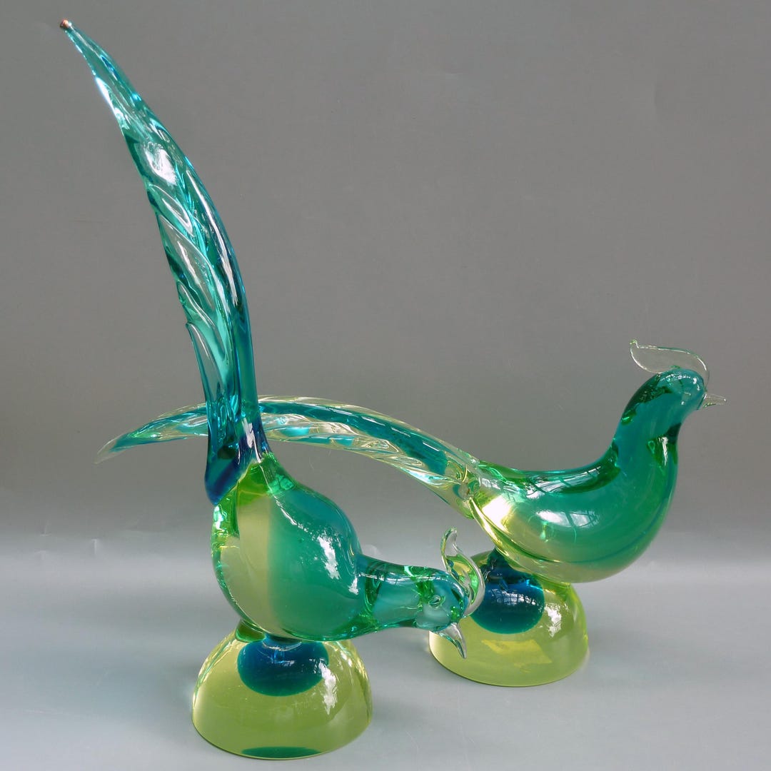 Alfredo Barbini for Weil Murano Glass Cockerel Figurines,murano Uranium ...