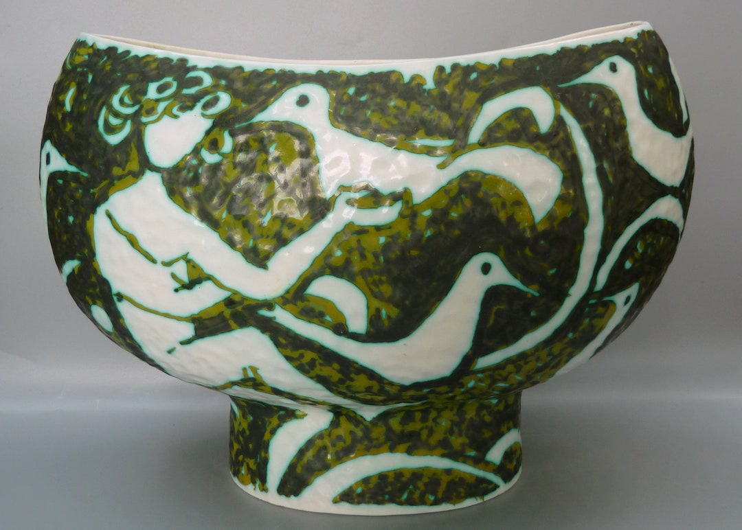 Alessio Tasca Ceramic Centerpiece Vase, Tasca Vase With Birds, Tasca ...