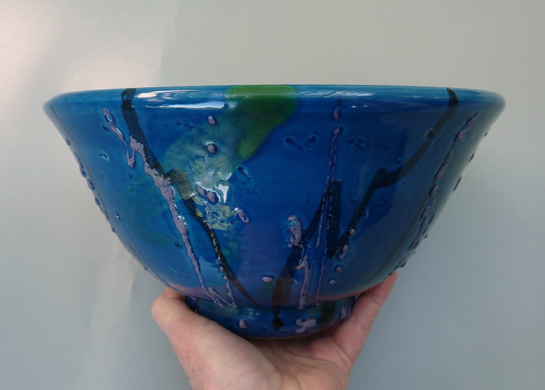 Vintage Alvino Bagni Blue Asian Decor Ceramic Bowl, Midcentury Modern ...