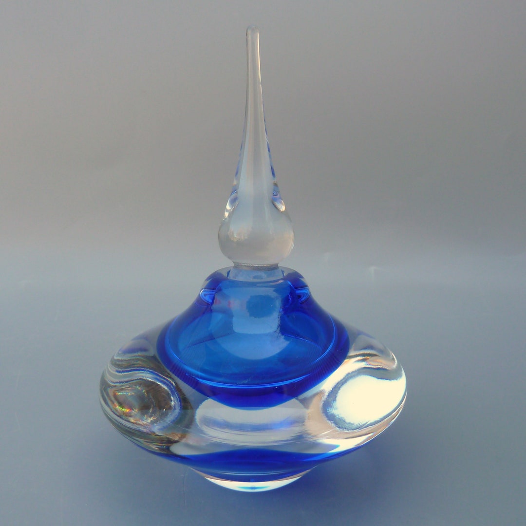 Jerry Vandermark Art Glass Perfume Bottle With Stopper, Cobalt Blown ...
