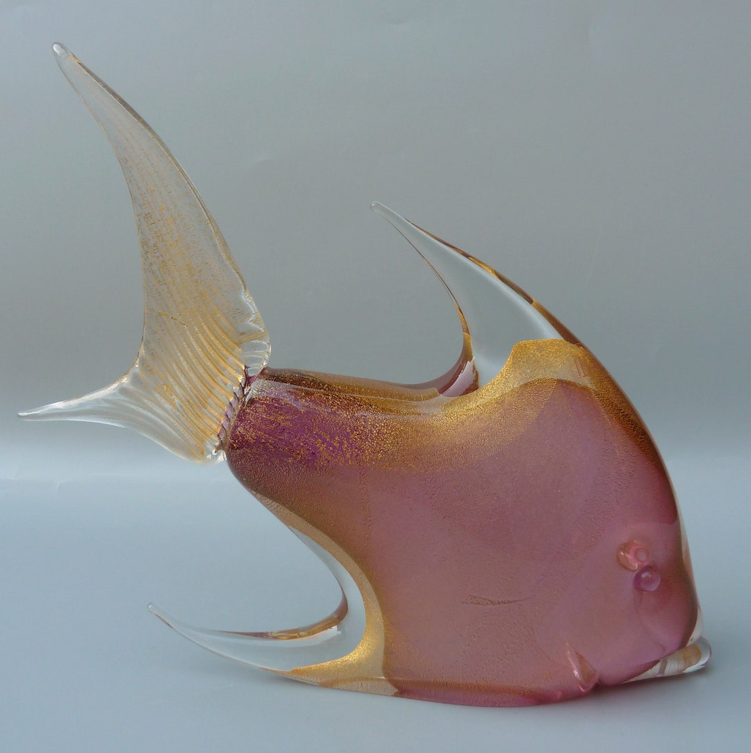 Murano Glass Angel Fish Sculpture, Oggetti Murano Glass Fish, Murano ...