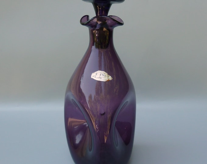 RESERVED Blenko Purple Glass Decanter, Blenko Glass Pinch Decanter ...
