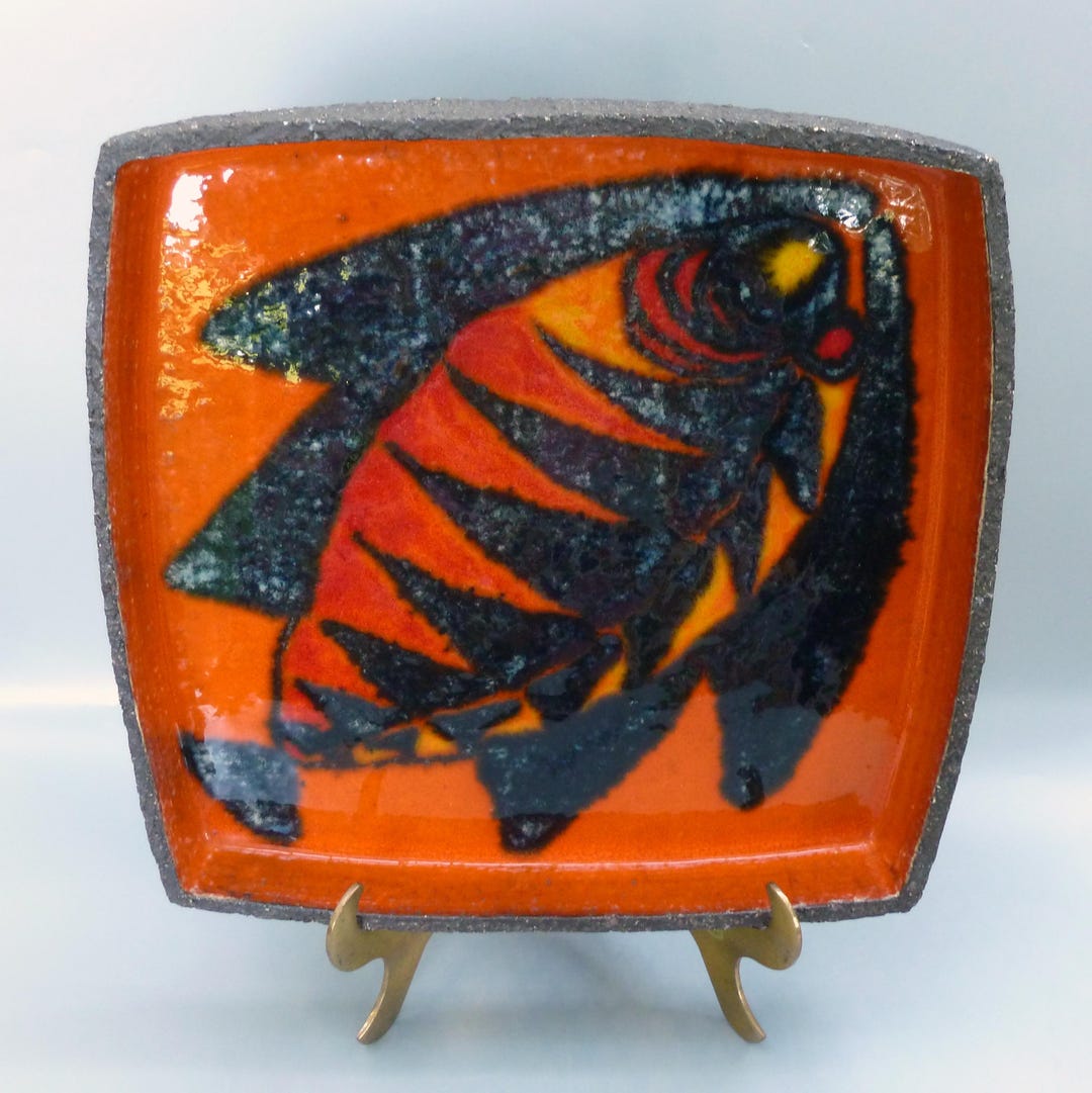 Thomas Toft Square Ceramic Bowl With Fish Motif,danish Ceramic Dish ...