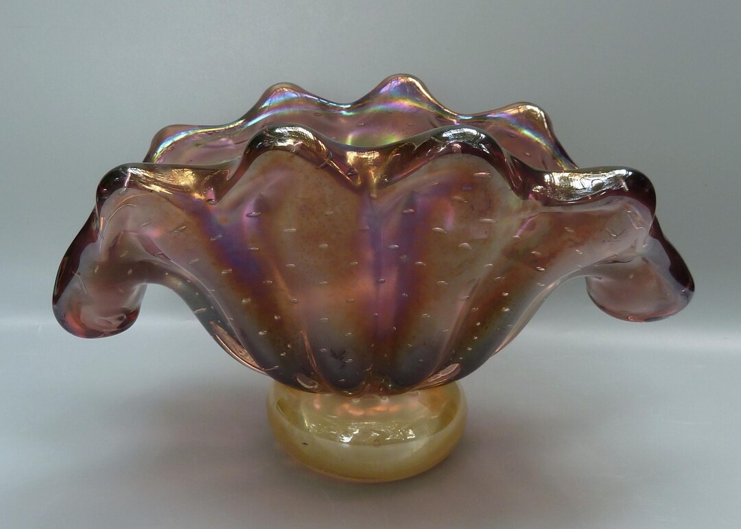 Vintage Ercole Barovier Iridescent Clam Shell Bowl, Midcentury Italian ...