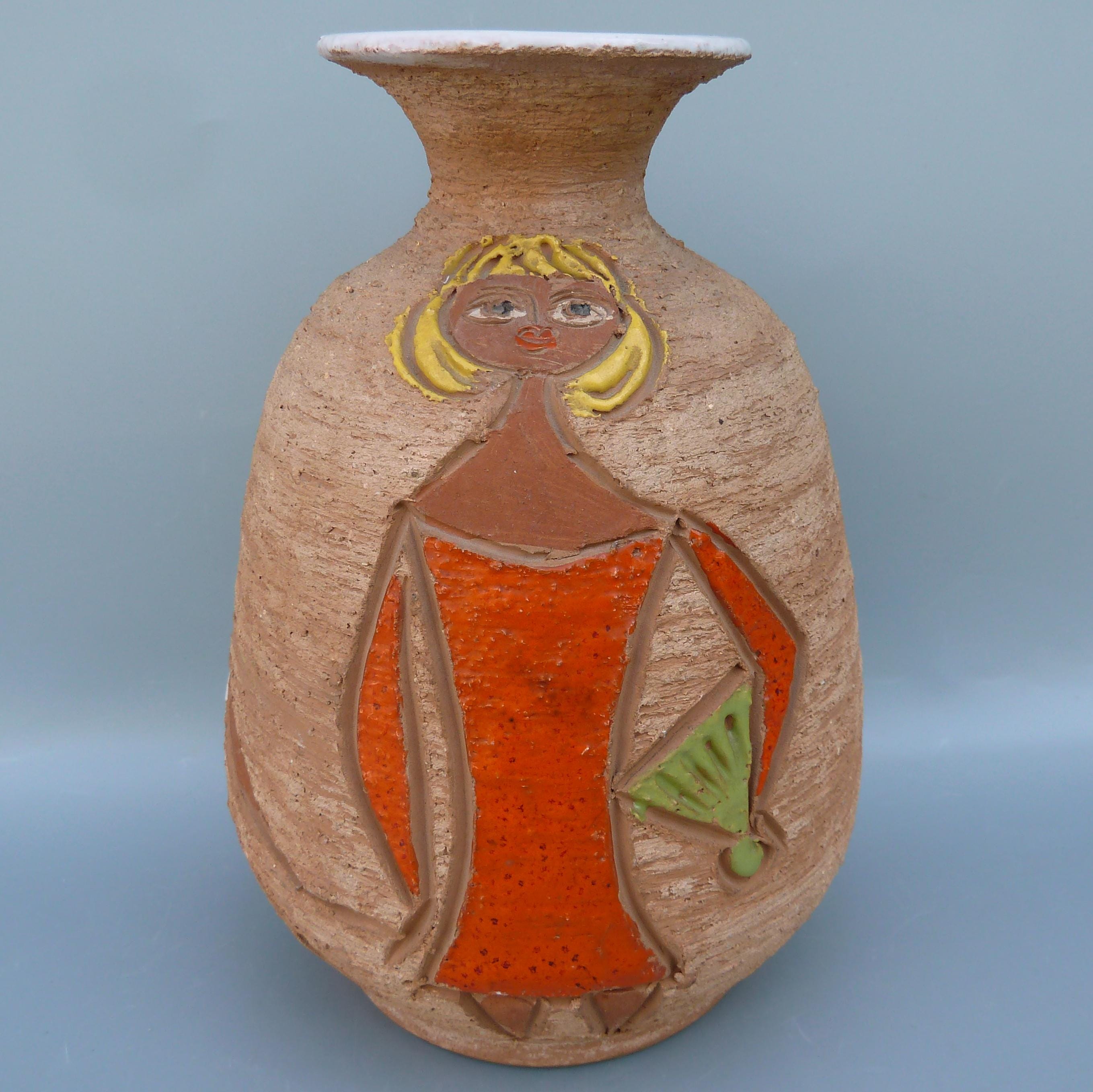 Fratelli Fanciullacci Sgraffito Ceramic Vase, MCM Italian Fanciullacci ...