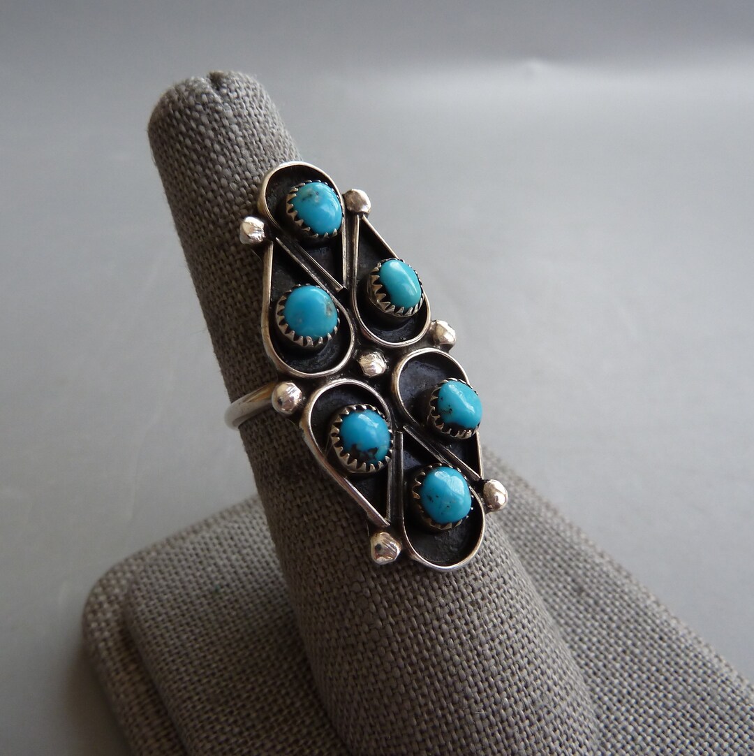 Sleeping Beauty Turquoise Ring, Zuni Turquoise Ring, Shadow Box Ring ...